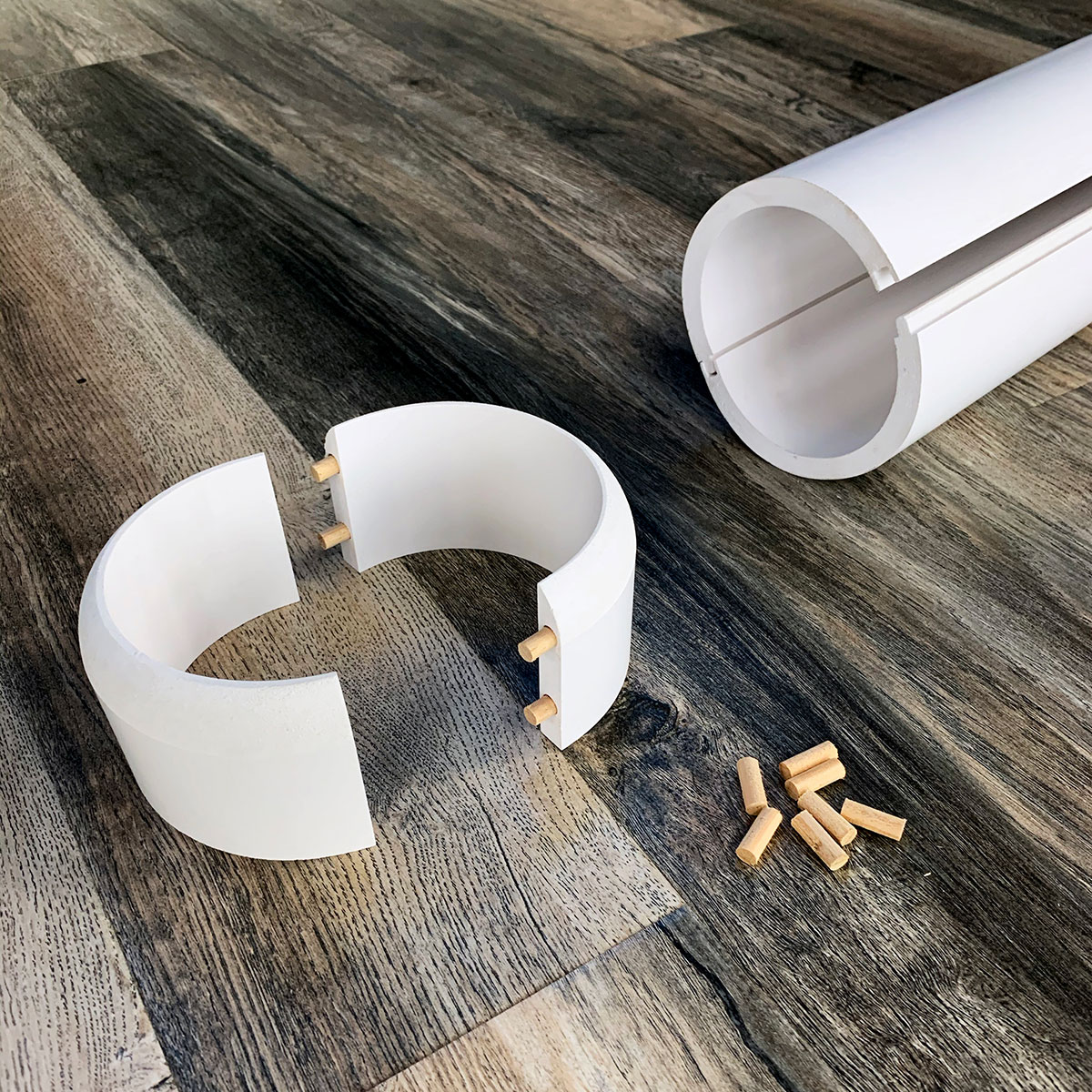 5" x 94" PVC Lally Column Cover with Standard Cap & Base (Wraps round ...